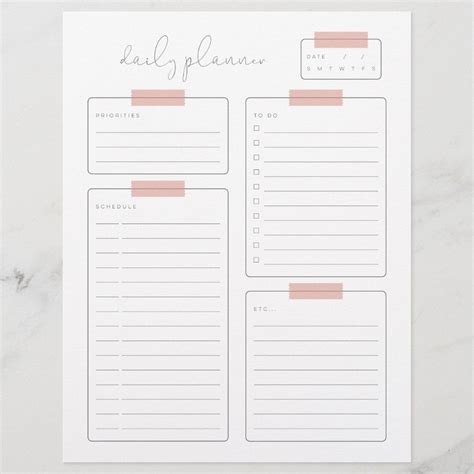 Daily Planner Calender Page Etsy Banner Design Daily Monthly Planner