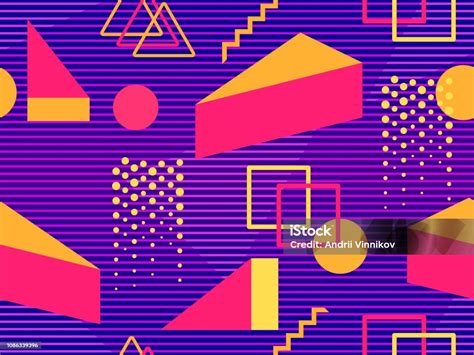 레트로 미래 파 원활한 패턴입니다 80 년대의 스타일에 기하학적 요소입니다 Synthwave 레트로 배경입니다 Retrowave입니다 벡터 일러스트 레이 션 0명에 대한