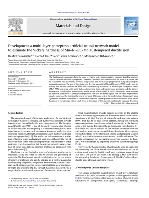 Development A Multi Layer Perceptron Artificial Neural Network Model