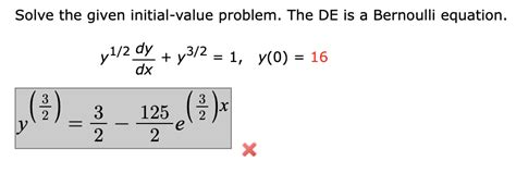 solved solve the given initial value problem the de is a