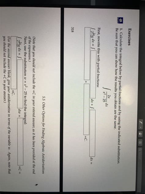 Solved Exercises Calculate The Integral Below By Partial Chegg