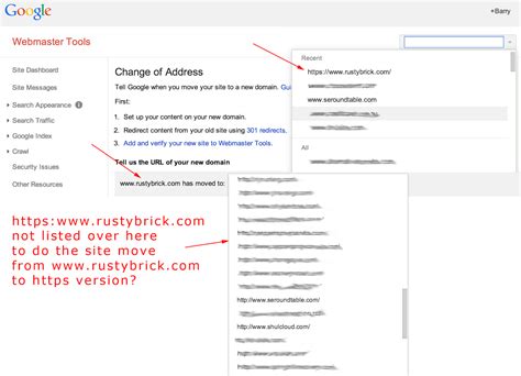 Google Webmaster Tools Change Of Address Tool Fails With HTTPS Migration