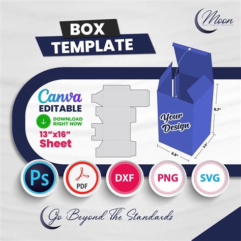 Rectangle Box Template Svg Png Psd Dxf Pdf Etsy