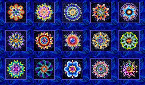 Fractal Flowers Blocks Panel Digital