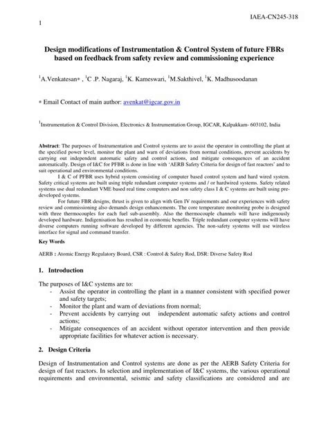 pdf design modifications of instrumentation and control system