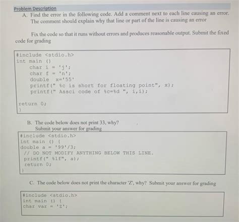 Solved Problem Description A Find The Error In The Chegg