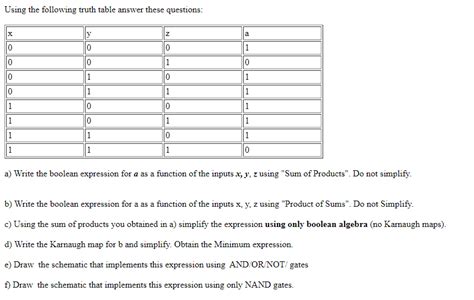 Solved Using The Following Truth Table Answer These Chegg