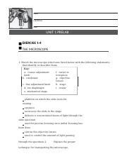 Ex Prelab Docx Name Lab Partner Date UNIT PRELAB EXERCISE THE MICROSCOPE