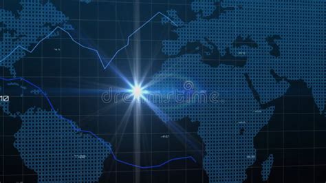 animation of data processing and diagrams over world map stock footage