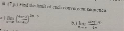 Solved P Find The Limit Of Each Convergent Sequence Chegg