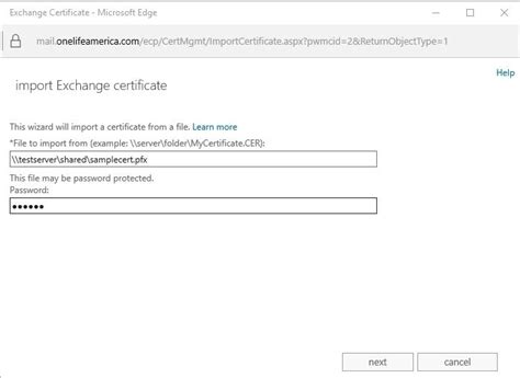Import A Wild Card SSL Certificate Into Exchange Collaboration