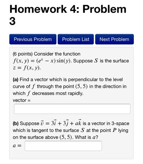 Solved Homework 4 Problem 3 Previous Problem Problem List
