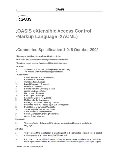Extensible Access Control Markup Language Xacml Version 30 Doc