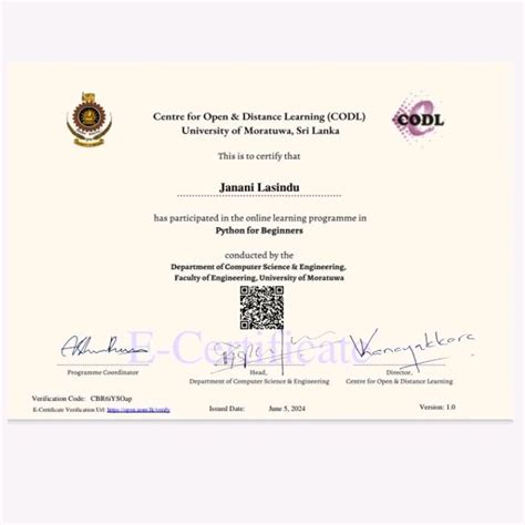 Janani Lasindu On Linkedin I Completed Python For Beginners Online