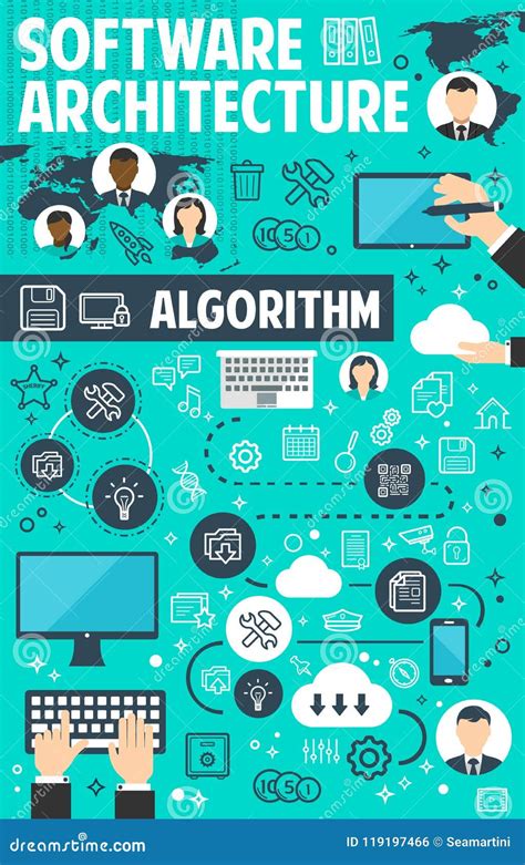 Software Architecture Banner Of Network Technology Stock Vector Illustration Of Poster