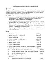 Separation Of Mixtures Lab Report Docx The Separation Of A Mixture Into Pure Substances