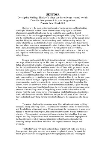 Igcse Sentosa Descriptive Essay By Pranshudave789 Teaching Resources Tes