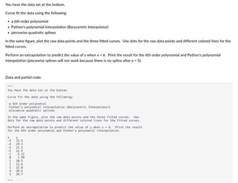 Solved You Have The Data Set At The Bottom Curve Fit The Chegg