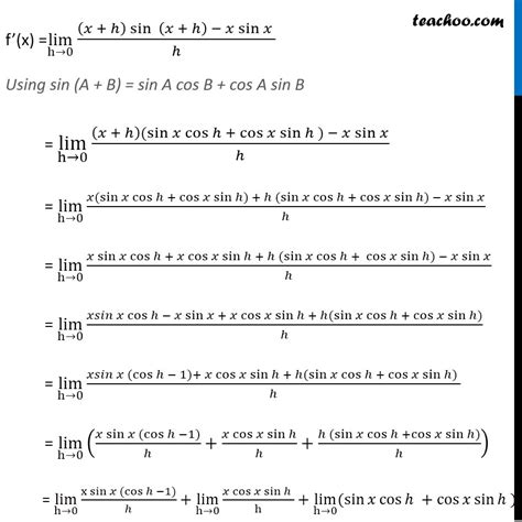 Example 20 - Find derivative first principle f(x) = sin x + cos x