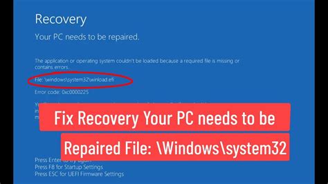 Fix Recovery Your PC Needs To Be Required File Windows System Winload Efi Solved YouTube