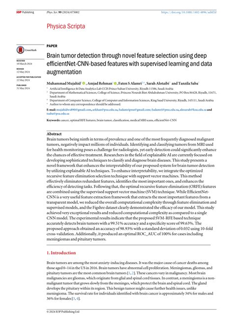Brain Tumor Detection Through Novel Feature Selection Using Deep