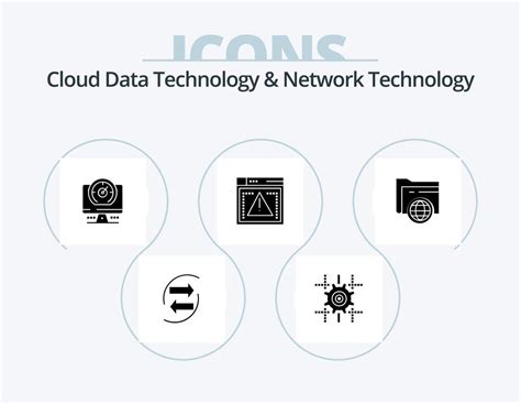 Cloud Data Technology And Network Technology Glyph Icon Pack 5 Icon Design Error Computing