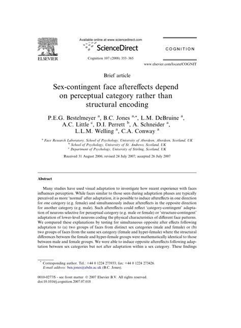Pdf Sex Contingent Face Aftereffects Depend On Perceptual Category