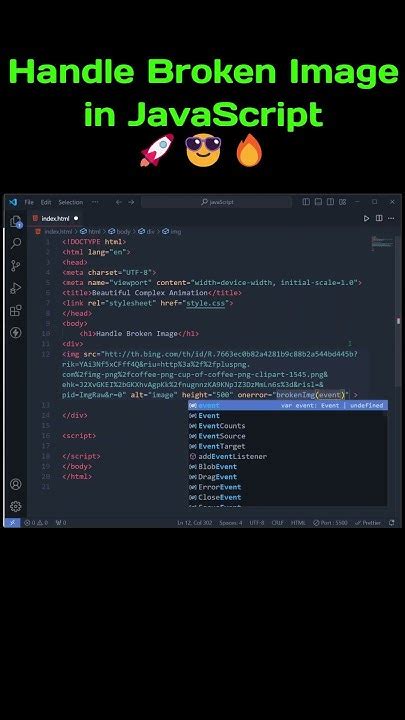how to handle broken image 🚀 in hindi shorts html javascript coding youtube