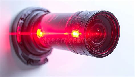 High Tech Red Laser Beam Emitter In Action Stock Illustration