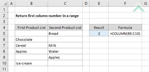 Return First Column Number In A Range Excel And VBA Exceldome