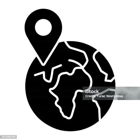 포인터 솔리드 아이콘 배달 및 물류 기호 배경에 있는 행성 지구 벡터 기호 전 세계 아이콘 문자 모양에 배달 위치가 있는 행성 지구 벡터 그래픽 방향에 대한 스톡 벡터 아트