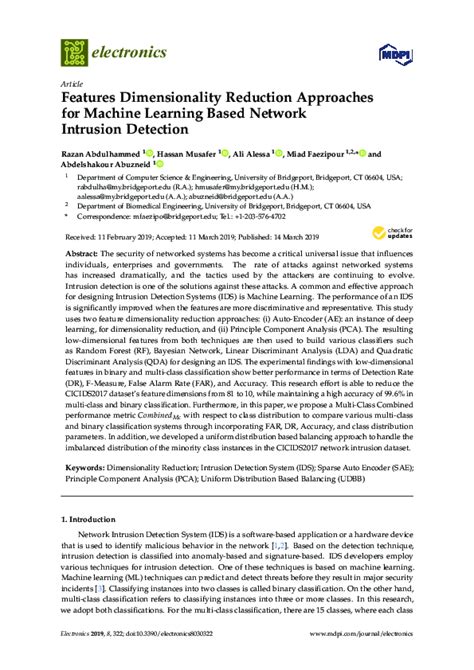 Pdf Features Dimensionality Reduction Approaches For Machine Learning Based Network Intrusion