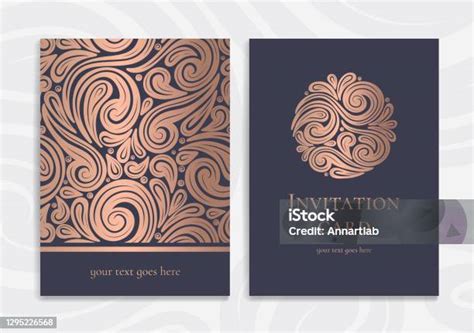 로즈 골드와 블랙 럭셔리 초대 카드 디자인 빈티지 장식 템플릿 배경 과 벽지에 사용할 수 있습니다 장식에 좋은 우아하고 고전적인