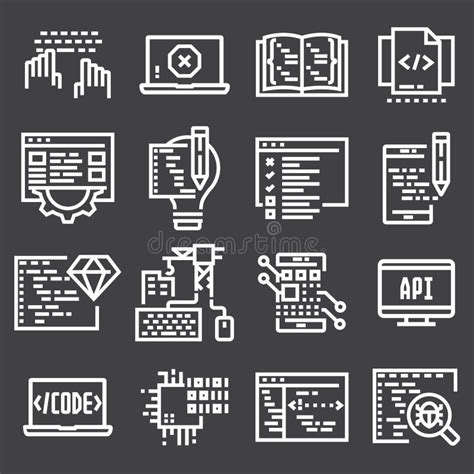 Developer Icons Line Series Stock Vector Illustration Of Notes Business