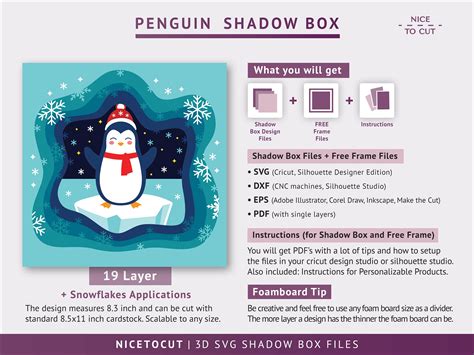 3d Penguin Shadow Box Winter Shadow Box 3d Mandala Nursery Etsy
