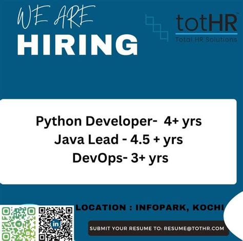 Tothr On Linkedin Pythondeveloper Javalead Devops Infopark Kochi Keralajobs Kochijobs