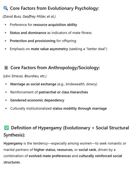 Evolutionary And Sociological Definitions Of Hypergamy A Synthesized