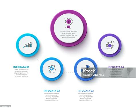 인포그래픽을 위한 창의적인 컨셉 비즈니스 데이터 시각화 4 단계 옵션 부품 또는 프로세스와 추상 요소 다이어그램 프리젠