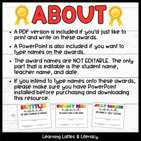 Editable Candy Awards Class Awards End Of Year Class Student Awards Day