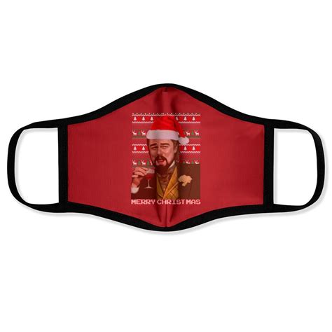 Leonardo Dicaprio Django Laughing Ugly Christmas Sweater Funny Face Masks Face Masks Christmas