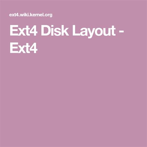 Ext4 Disk Layout Ext4
