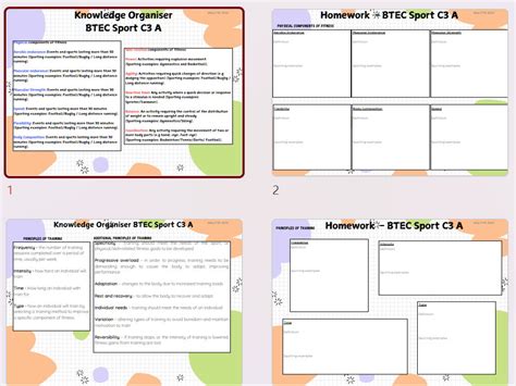 Btec Sport Tech Award 2022 Knowledge Organiser And Homework Tasks