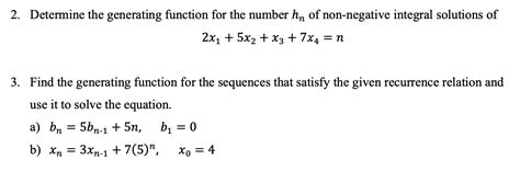 Solved 2 Determine The Generating Function For The Number