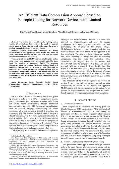Pdf An Efficient Data Compression Approach Based On Entropic Codingfor Network Devices With