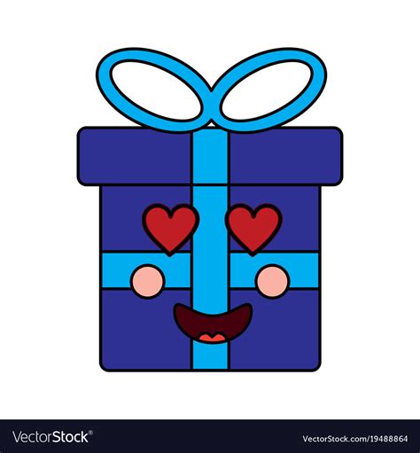 Kawaii Gift Box Cartoon Facial Expression Vector Image