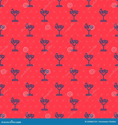 Blue Line Cocktail And Alcohol Drink Icon Isolated Seamless Pattern On