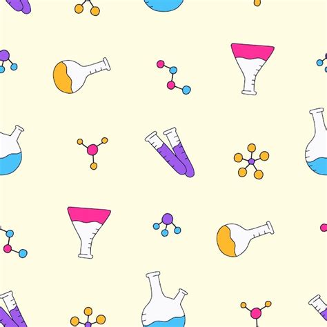 Premium Vector Chemical Flask Molecule Vector Seamless Pattern Illustration Design