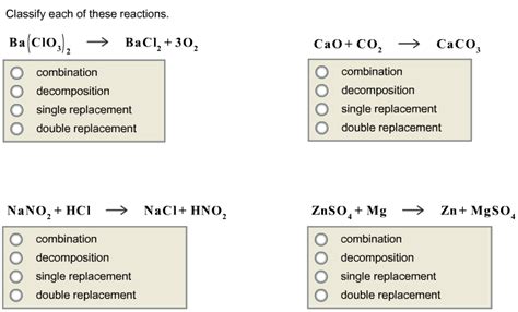 Solved Classify Each Of These Reactions Combination