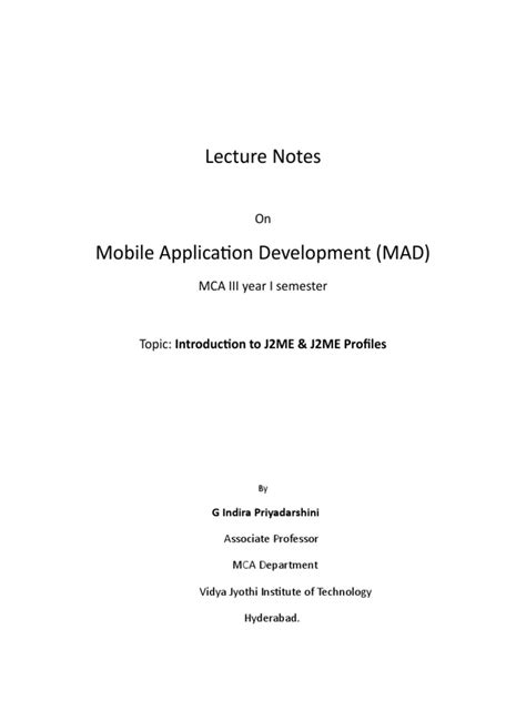 Introduction To Mobile Application Development Using J2me An Overview