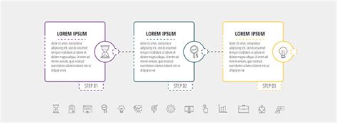 세 단계 원사각형 벡터 라인 인포 그래픽 다이어그램 차트 워크플로 레이아웃 프레젠테이션 순서도 정보 그래프 콘텐츠 레벨에 사용되는 직사각형 타임라인 개념에 대한 스톡 벡터
